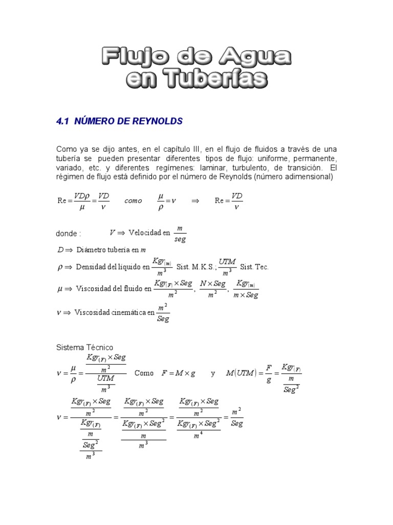 Flujo de Fluidos en Tuberías | PDF | Fricción | Numero Reynolds