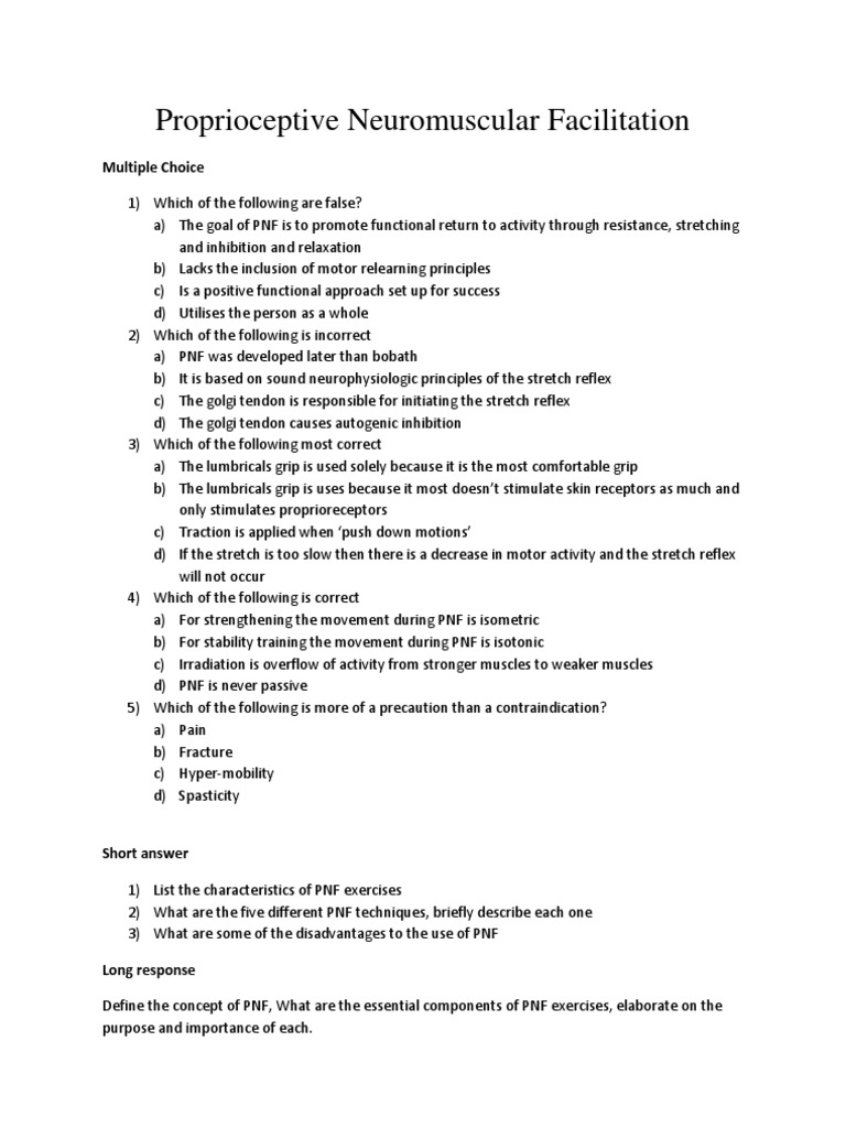 Proprioceptive Neuromuscular Facilitation | PDF