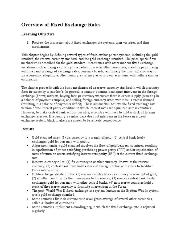 Understanding Fixed Exchange Rate Systems | PDF | Fixed Exchange Rate ...