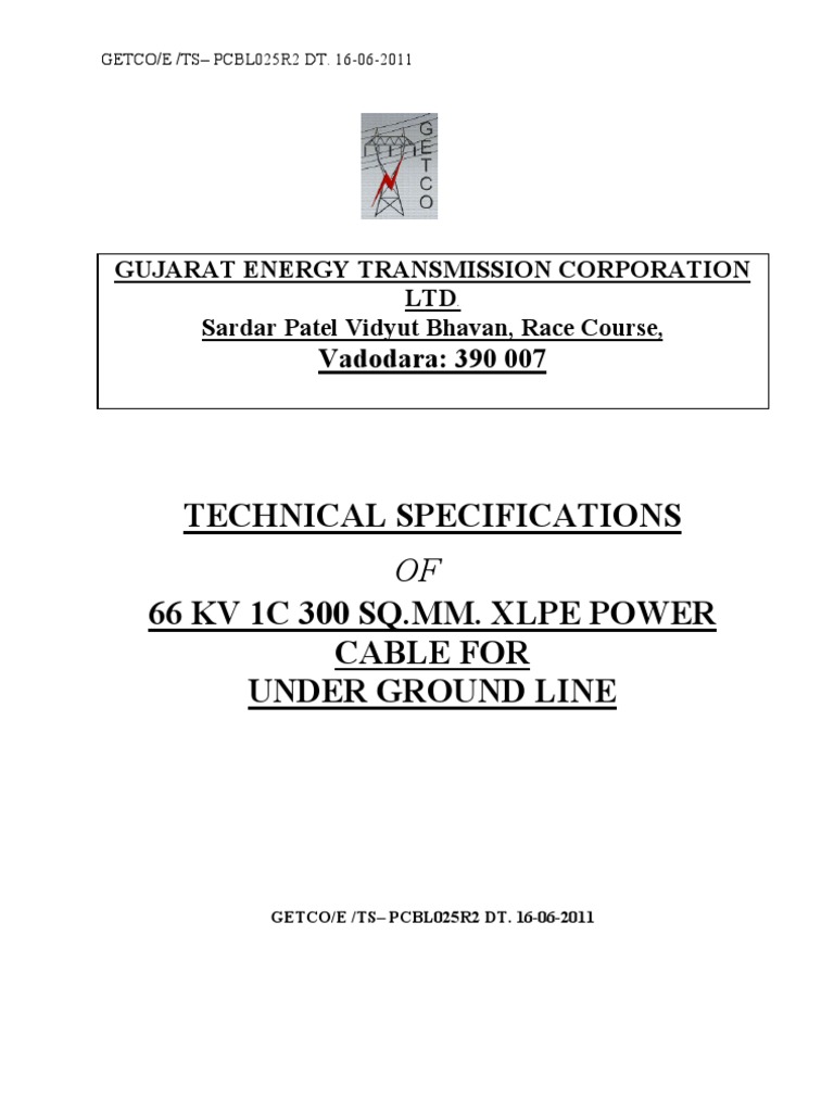 01 66 KV 300 SQ MM 1 C POWER CABLE | PDF | Insulator (Electricity) | Cable