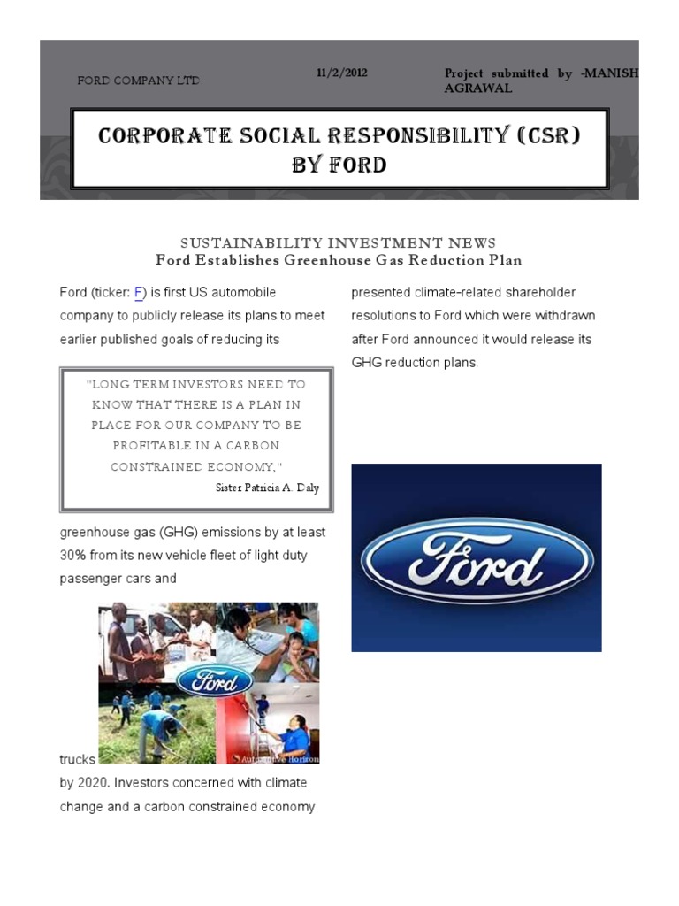 Manish Ford CSR | PDF | Ford Motor Company | Hybrid Vehicle
