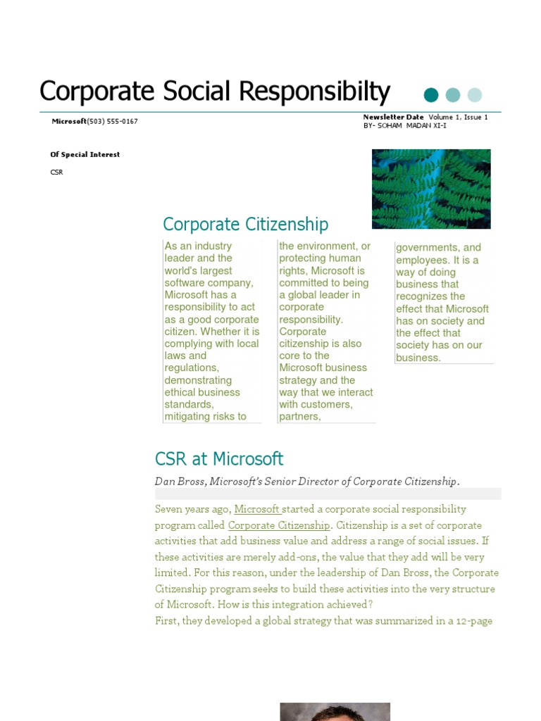 Soham -Microsoft Csr | Corporate Social Responsibility | Economies