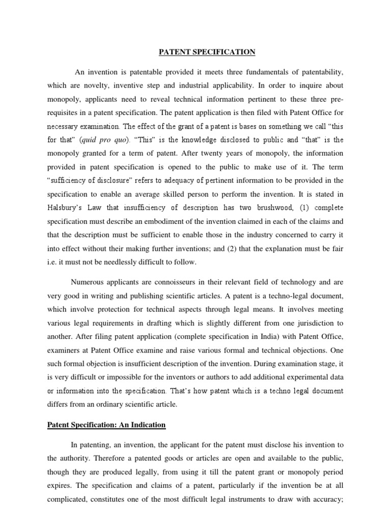 Understanding Patent Specifications | PDF | Patent Application ...