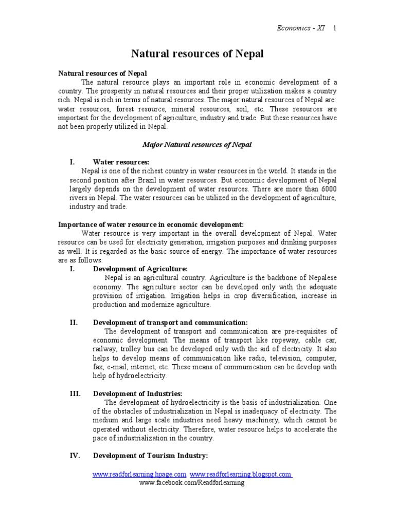 5 - Natural Resources of Nepal | PDF | Deforestation | Water Resources