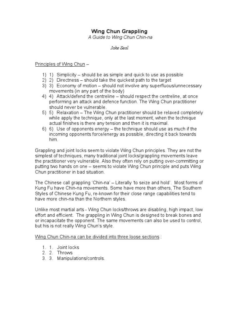 Wing Chun Grappling | PDF | Wing Chun | Grappling