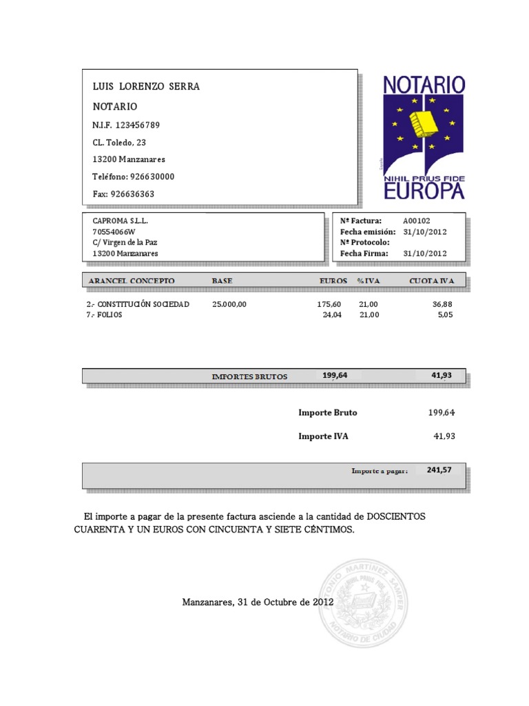 Factura Notaría | PDF