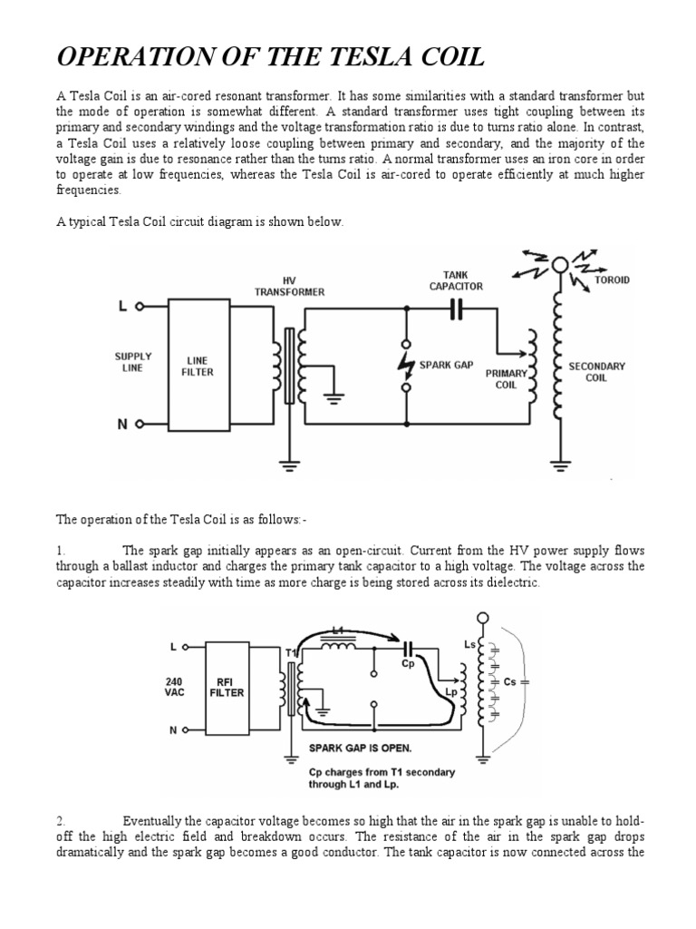 Tesla Coil Operation Explained | PDF | Inductor | Capacitor