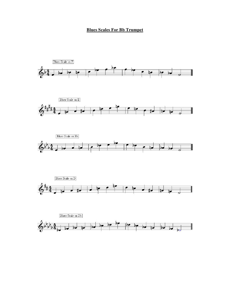 Blues Scales For BB Trumpet PDF | PDF | Entertainment (General)
