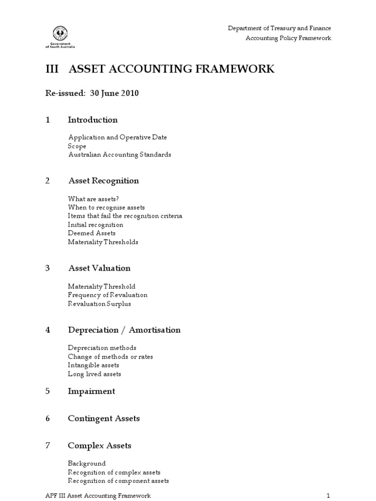 Accounting Policy Frameworks Asset Accounting Framework | PDF ...