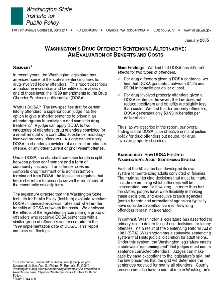 Evaluation of Washington's DOSA Program | PDF | Recidivism | Prison
