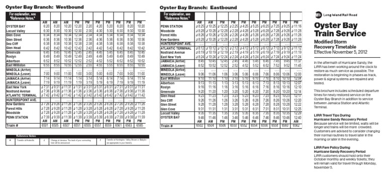 Oyster Bay Train Schedule | PDF | Atlantic Hurricanes | New York ...