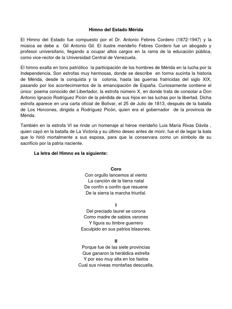 Himno Del Estado Mérida | PDF | Agitación