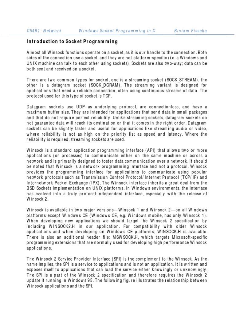 Windows Socket Programming in C - Biniam Fisseha | PDF | Network Socket ...