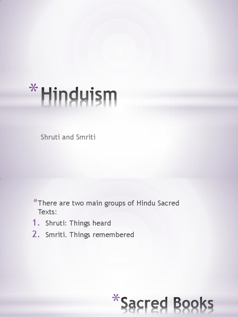 Holy Book Hinduism Shruti Smriti | PDF