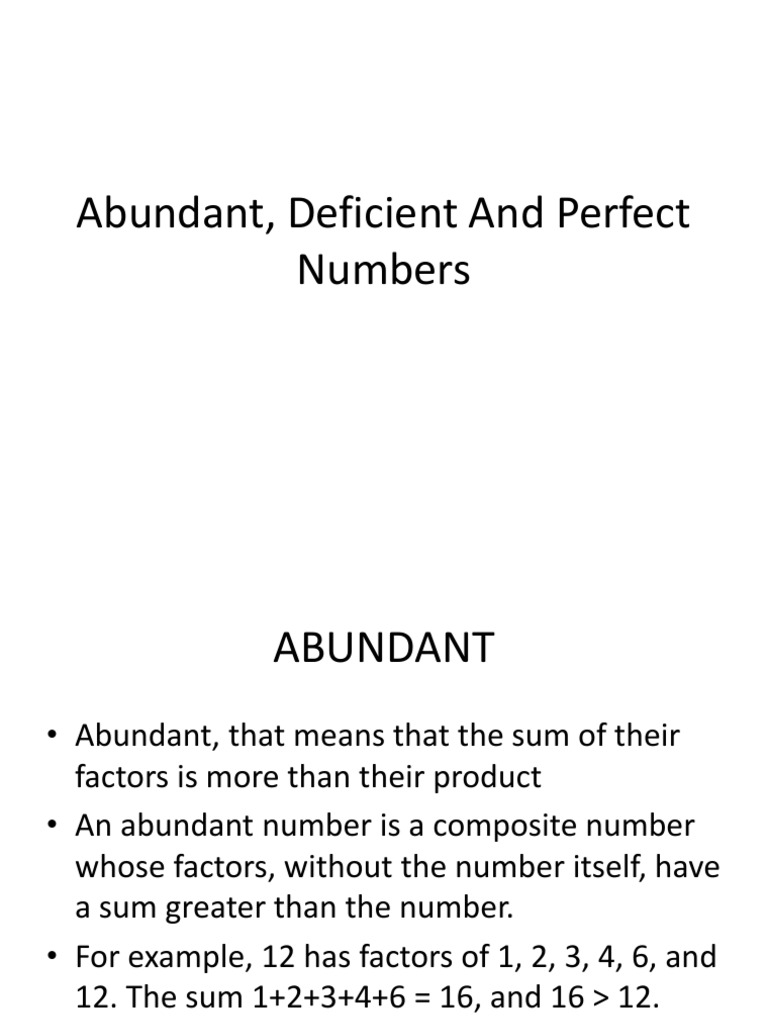 Abundant, Deficient and Perfect Numbers | Download Free PDF | Numbers ...