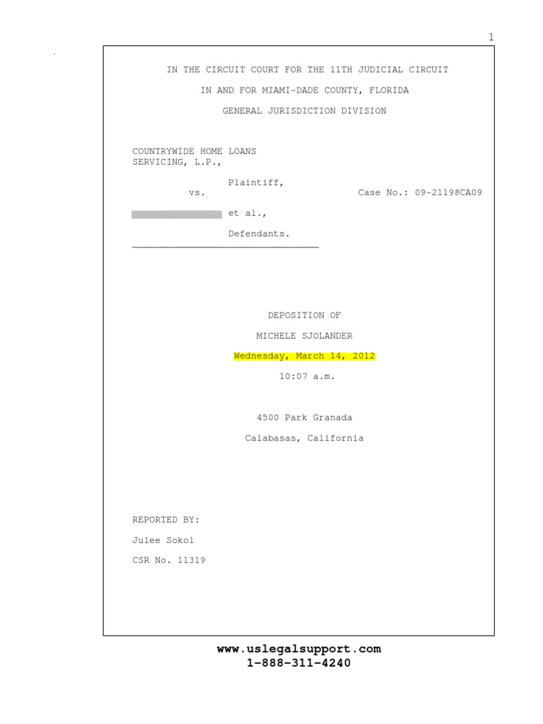 Deposition of Michele Sjolander | PDF