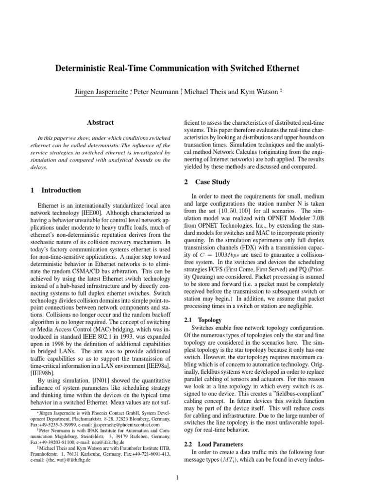 Deterministic Real-Time Communication With Switched Ethernet | PDF ...