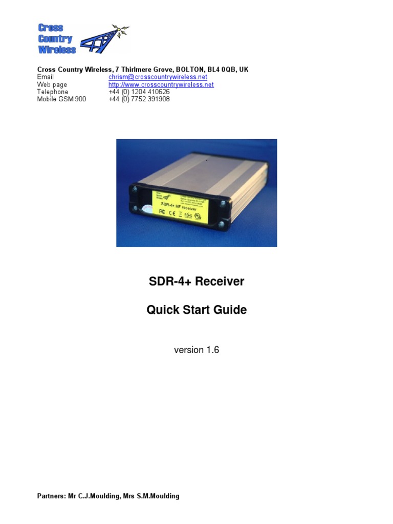 SDR-4+ Receiver Quick Start Guide | PDF | Installation (Computer Programs) | Microsoft Windows