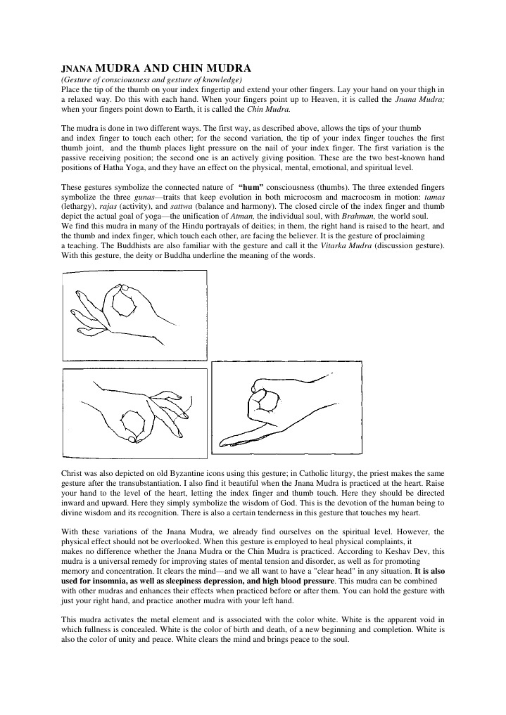 Jnana Mudra and Chin Mudra - For BP Depression | PDF