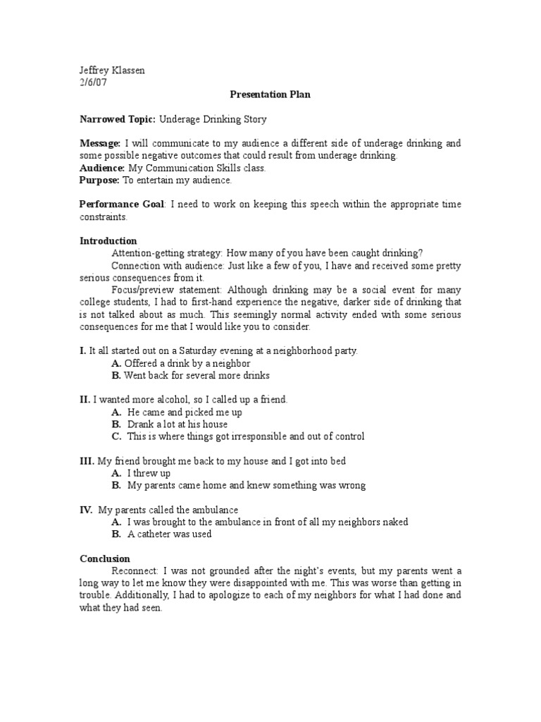 Narrative Speech Outline | PDF | Psychological Concepts | Communication