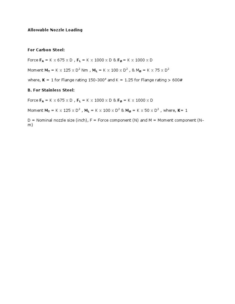 Allowable Nozzle Loading | PDF