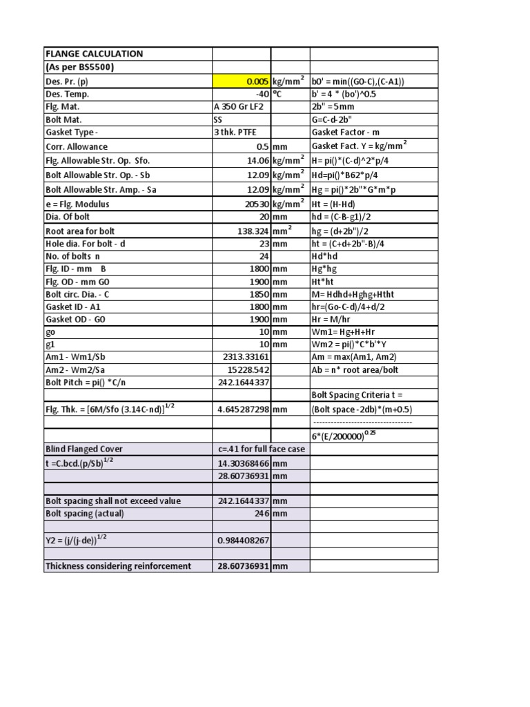 Pd5500 Flange Calculation | Mechanical Engineering | Elasticity (Physics)