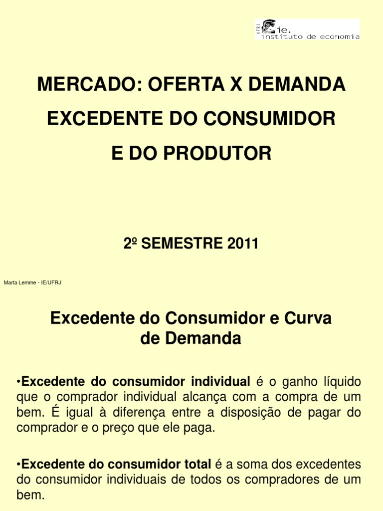 07 Aula 07 Oferta X Demanda Excedente Do Consumidor | PDF | Excedente ...