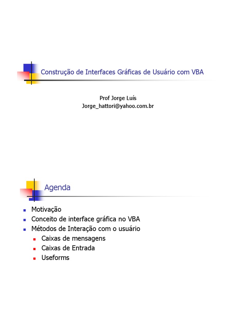 Aula 3 - Construção de Interfaces Gráficas de Usuário Com VBA | PDF ...