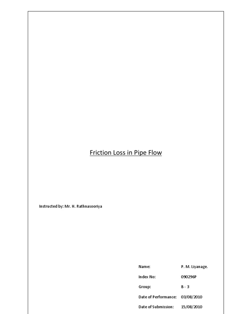 Friction Loss in Pipe Flow | PDF | Reynolds Number | Turbulence