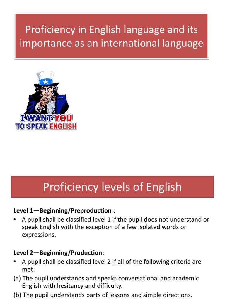 Importance of English Proficiency as an International Language | PDF ...