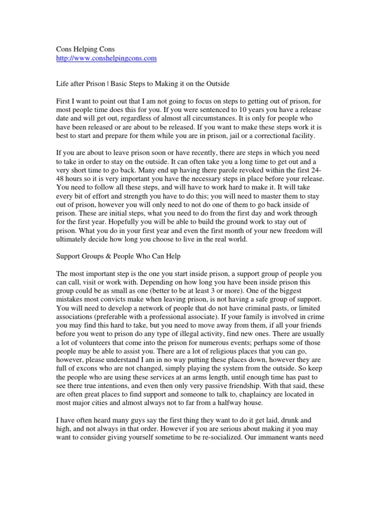 Life After Prison Steps To Making It On The Outside | PDF | Parole | Prison