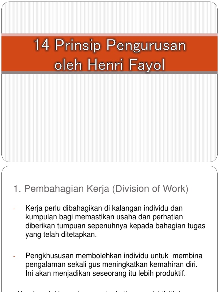 14 Prinsip Henri Fayol | PDF