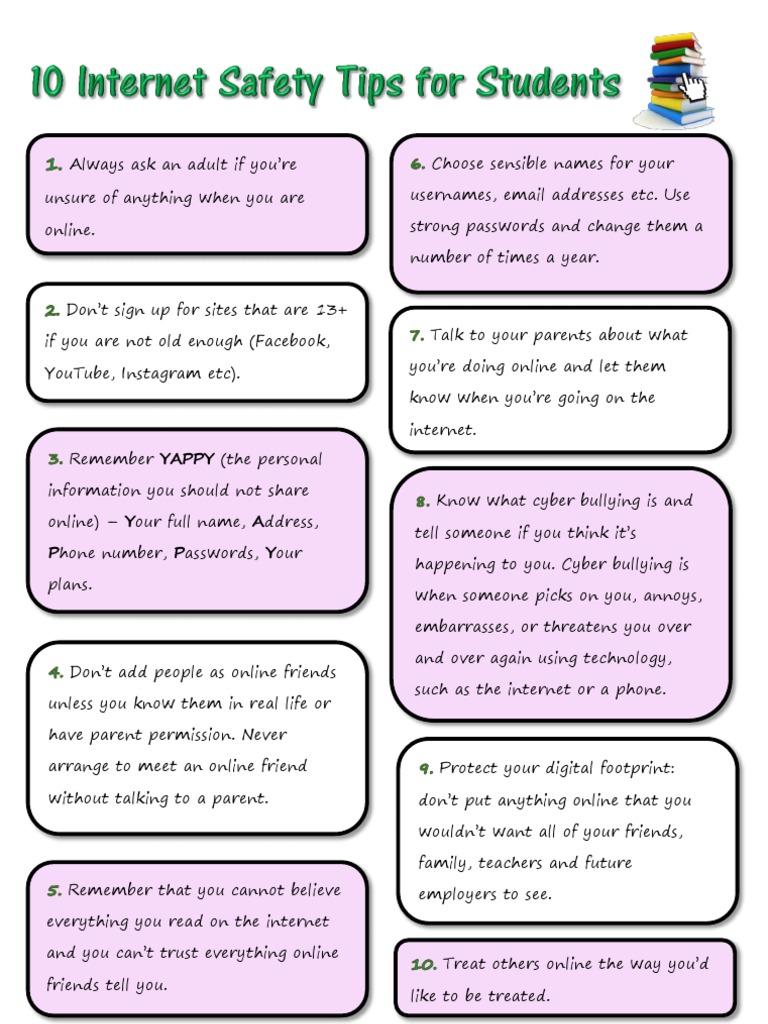 10 Internet SafetyTips For Students Poster November 2012 | PDF | Wellness