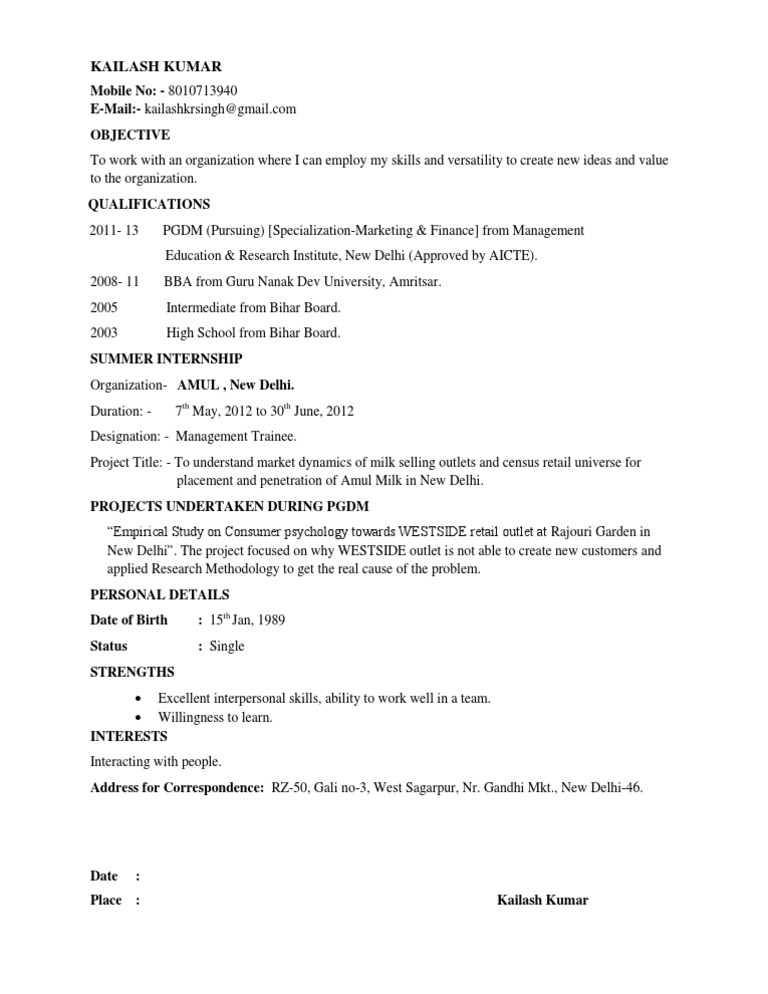 CV for Placement Opportunities | PDF | Career & Growth
