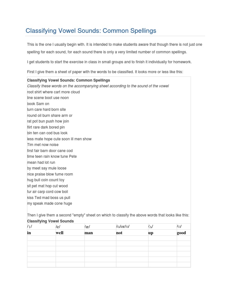 Classifying Vowel Sounds | PDF | Vowel | Phonology