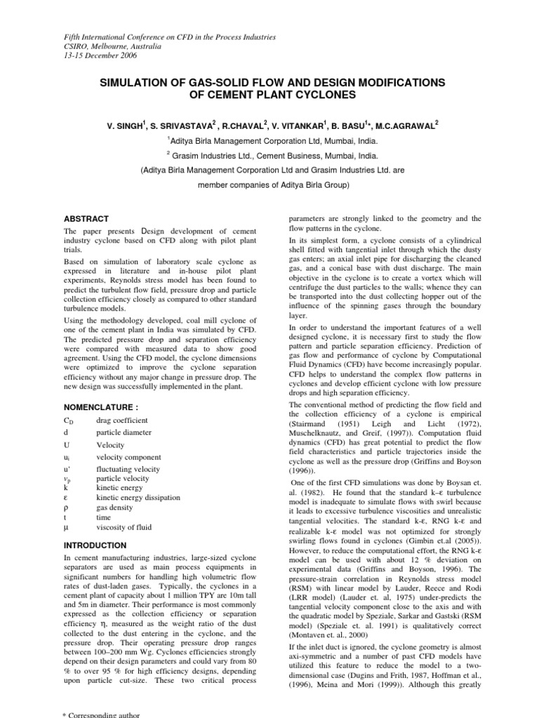 Simulation of Gas-Solid Flow & Design Modifications of Cement Plant ...