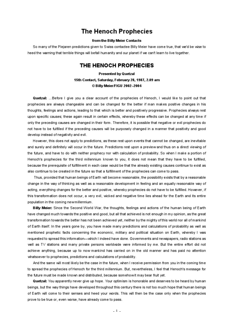 THE HENOCH PROPHECIES Â IMPORTANT | PDF
