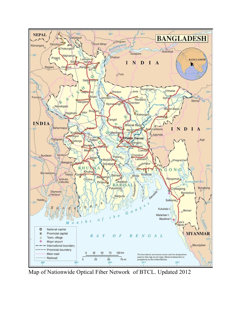 BTCL Optical Fiber Network Map 2012 | PDF | Science & Mathematics ...