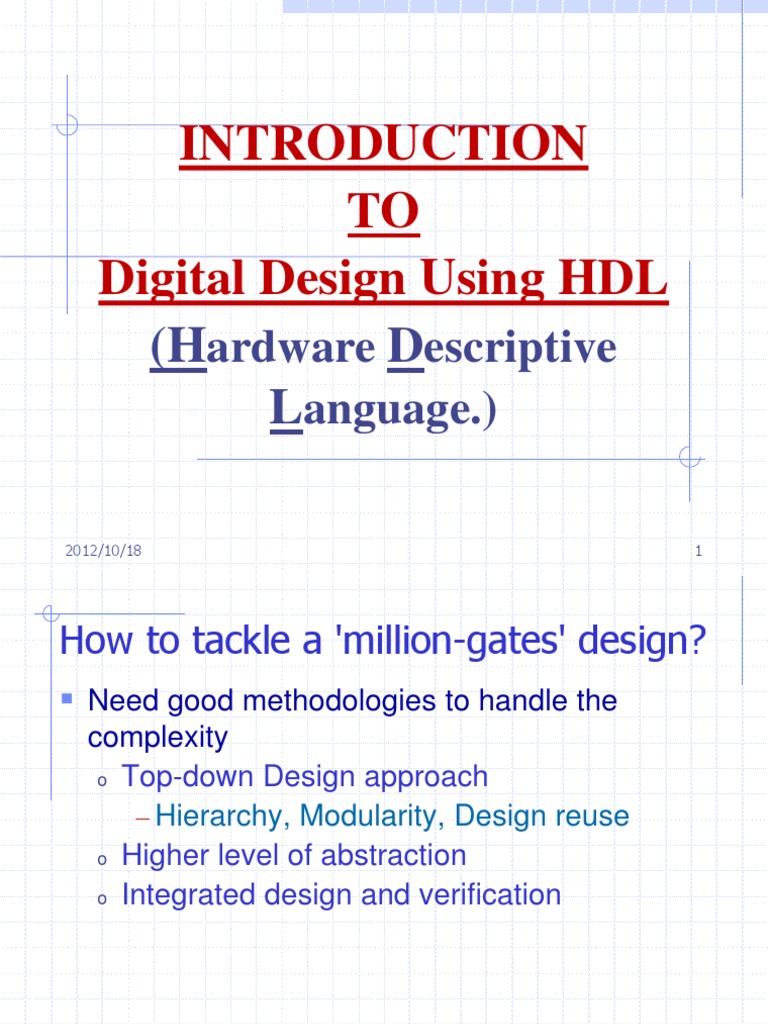 Lec 5 - HDL-Based Digital Design | PDF | Hardware Description Language | Logic Synthesis