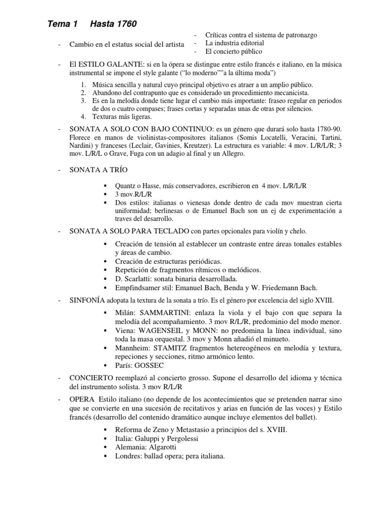 Resumen Del Preclasicismo y Clasicismo | PDF | Sonata | Piano Resumen Del Preclasicismo y Clasicismo | PDF | Sonata | Piano
