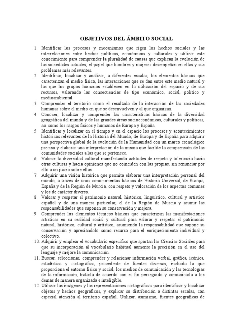Objetivos Del Ámbito Social | PDF | Sociedad | España