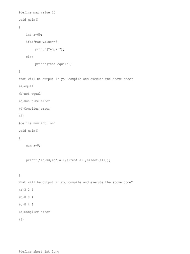 C Questions Pdf Pointer Computer Programming C Programming Language