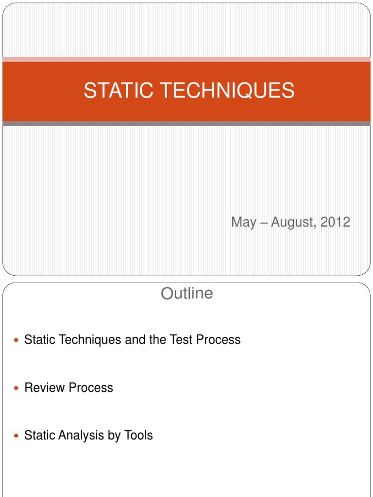 Static Testing Techniques Overview | PDF | Software Testing ...