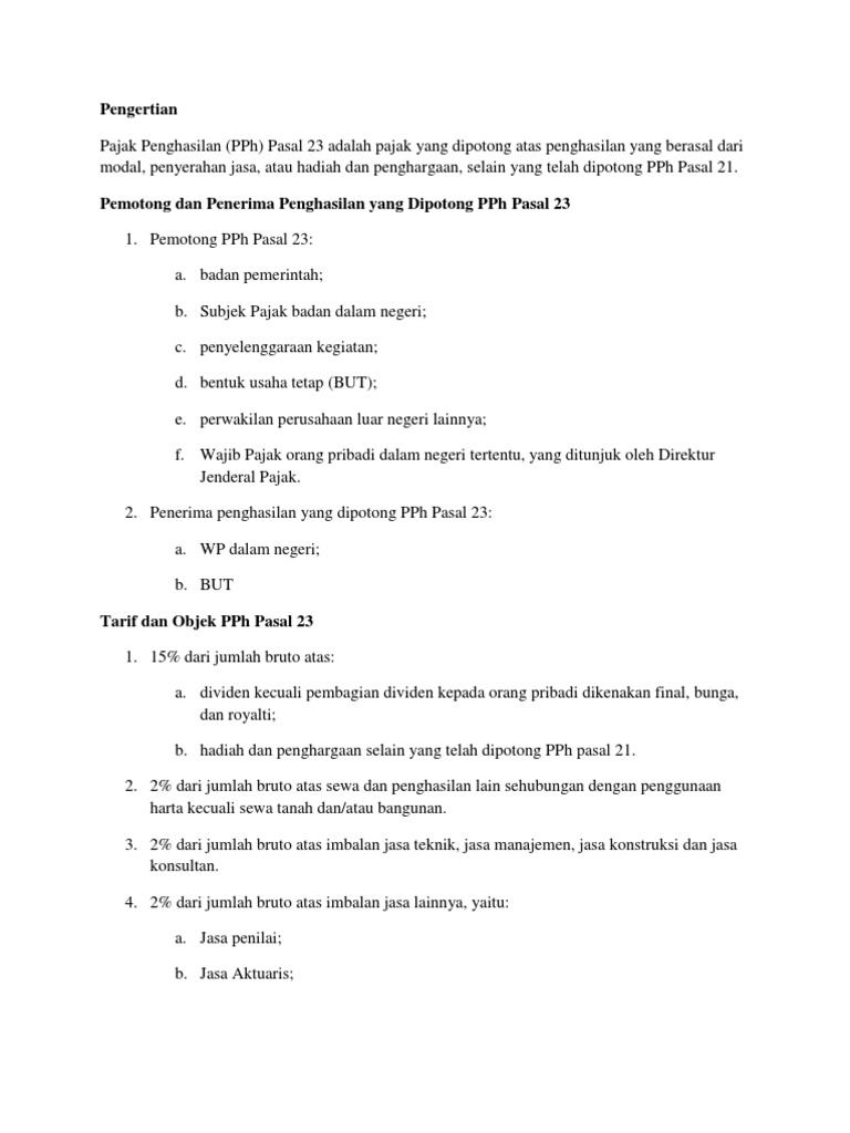 Pajak PPH Pasal 23 | PDF