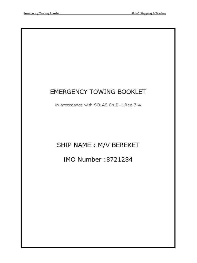 Emergency Towing Booklet-Eng | PDF | Anchor | Ships