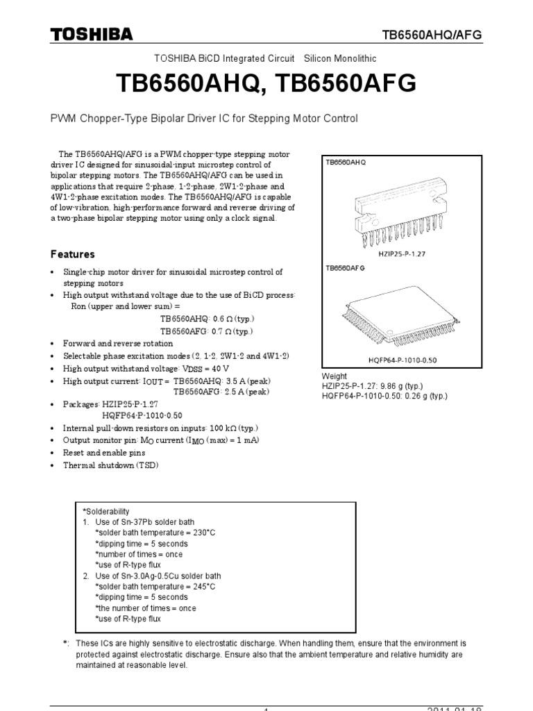 TB6560AHQ Datasheet en 20110118 | PDF | Reliability Engineering | Power ...