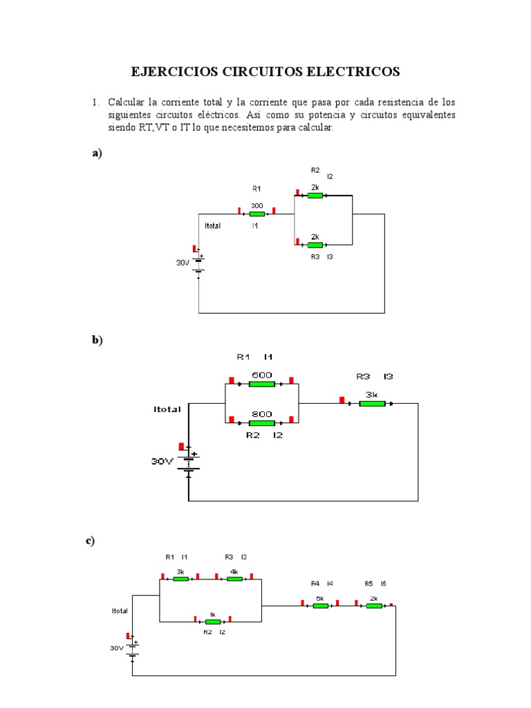 Ejercicios Repaso Tema Circuitos Electricos | Resistencia Eléctrica y ...