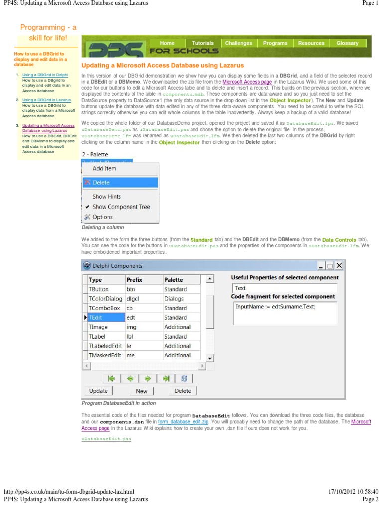 PP4S - Updating A Microsoft Access Database Using Lazarus | PDF ...