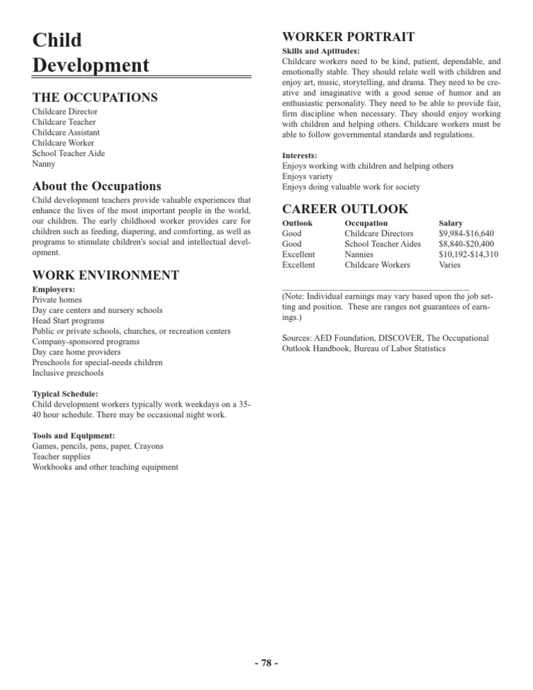 Child Development: Worker Portrait | PDF
