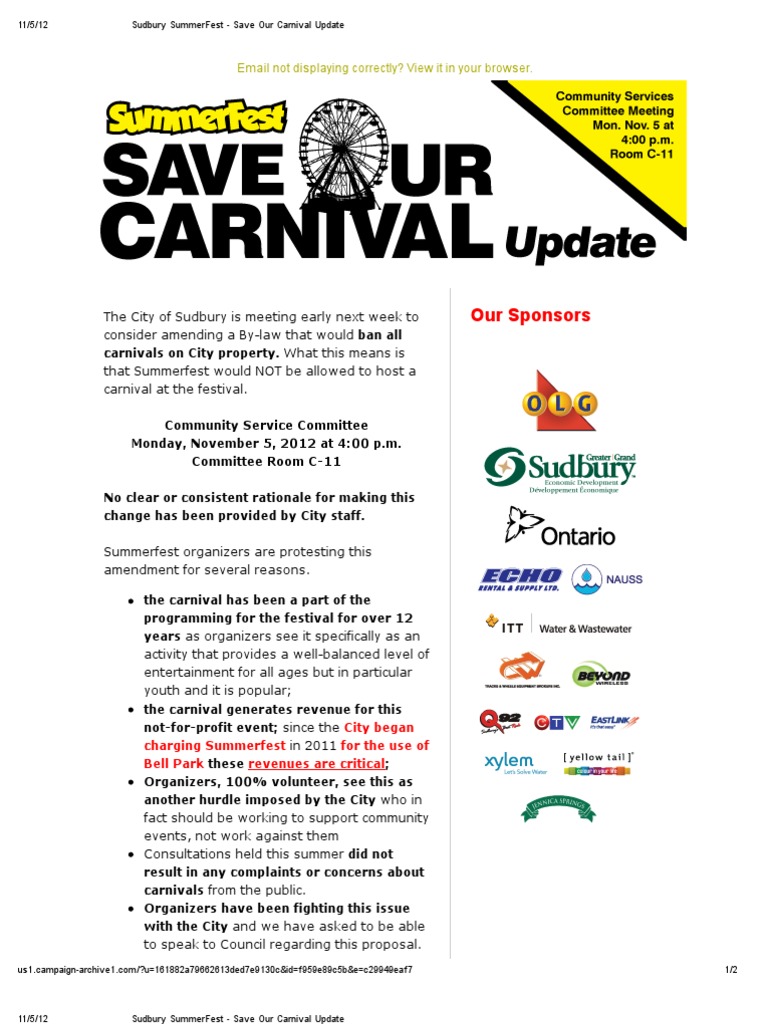 Sudbury SummerFest Carnival Ban Fight | PDF | Carnival | Email